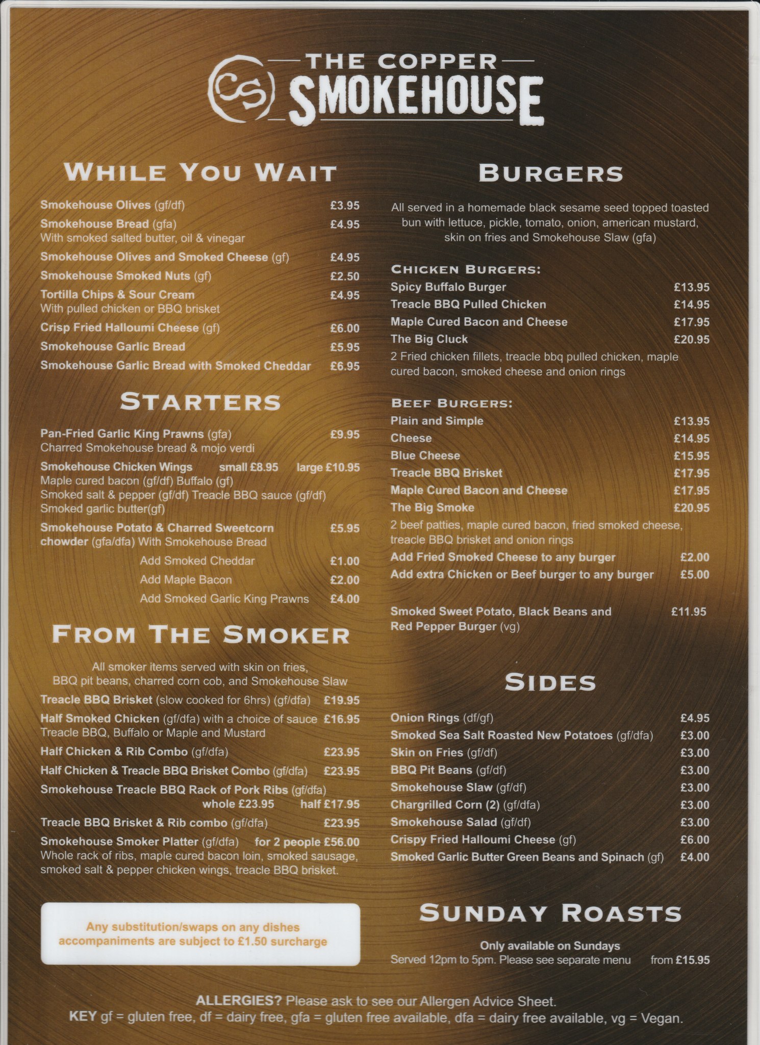 Our Menus – The Copper Smokehouse