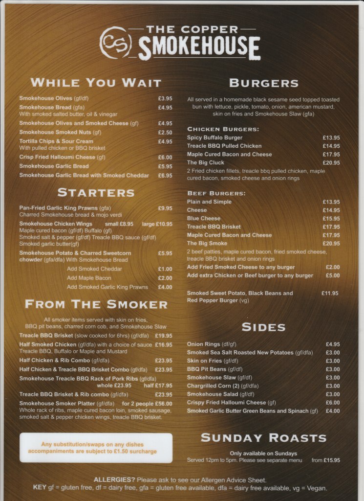 Our Menus – The Copper Smokehouse