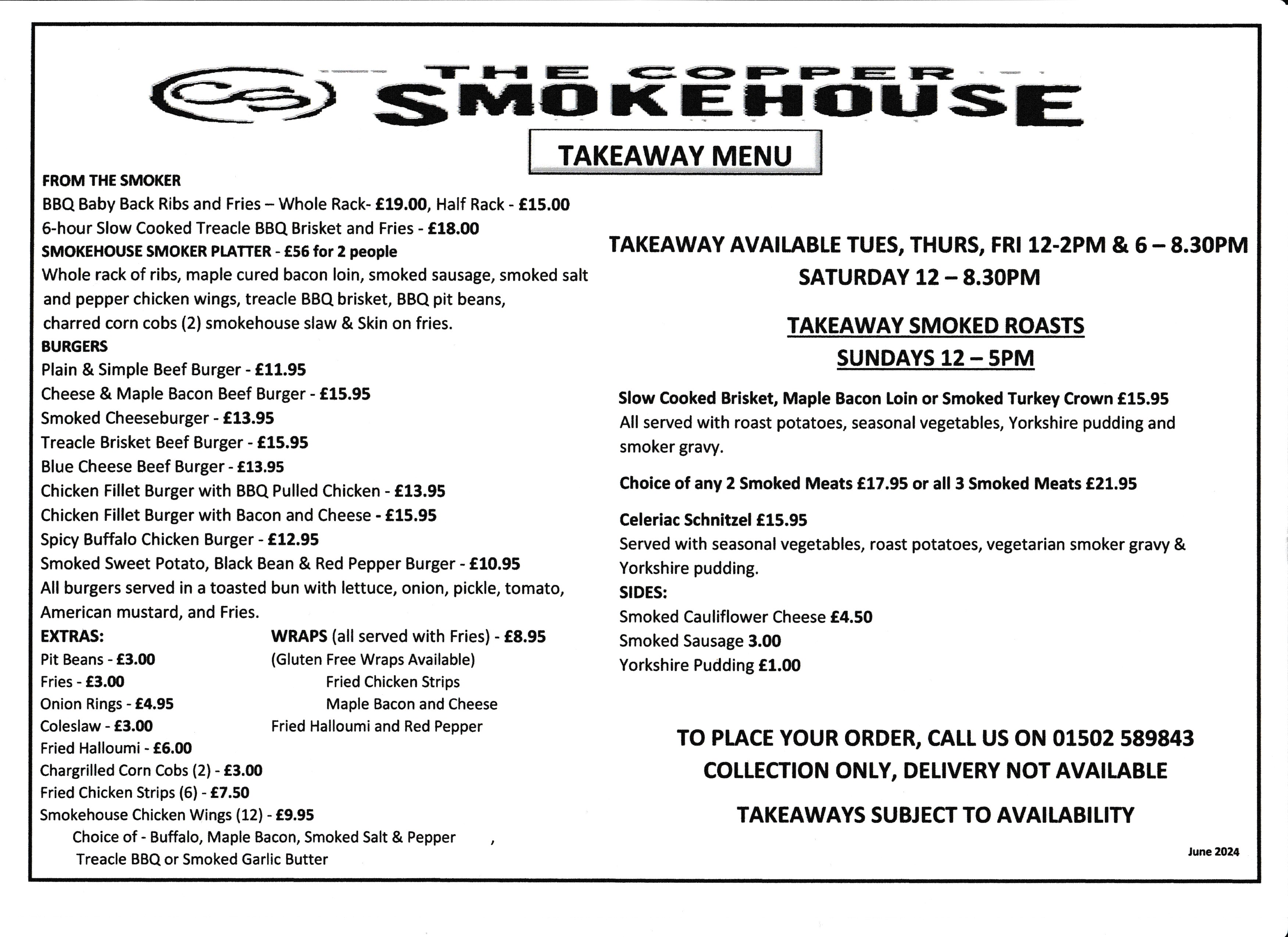 Our Menus – The Copper Smokehouse