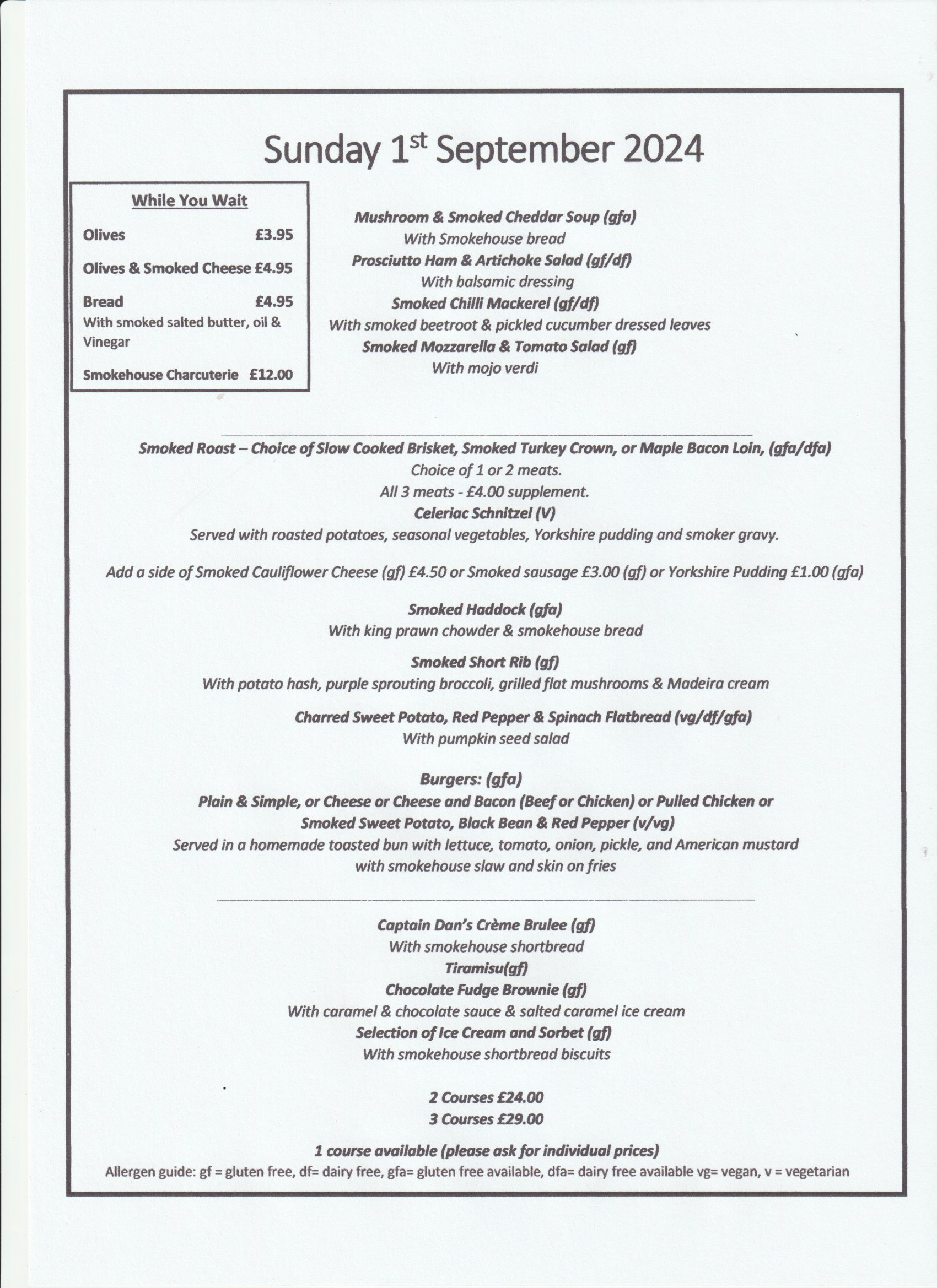 Our Menus – The Copper Smokehouse