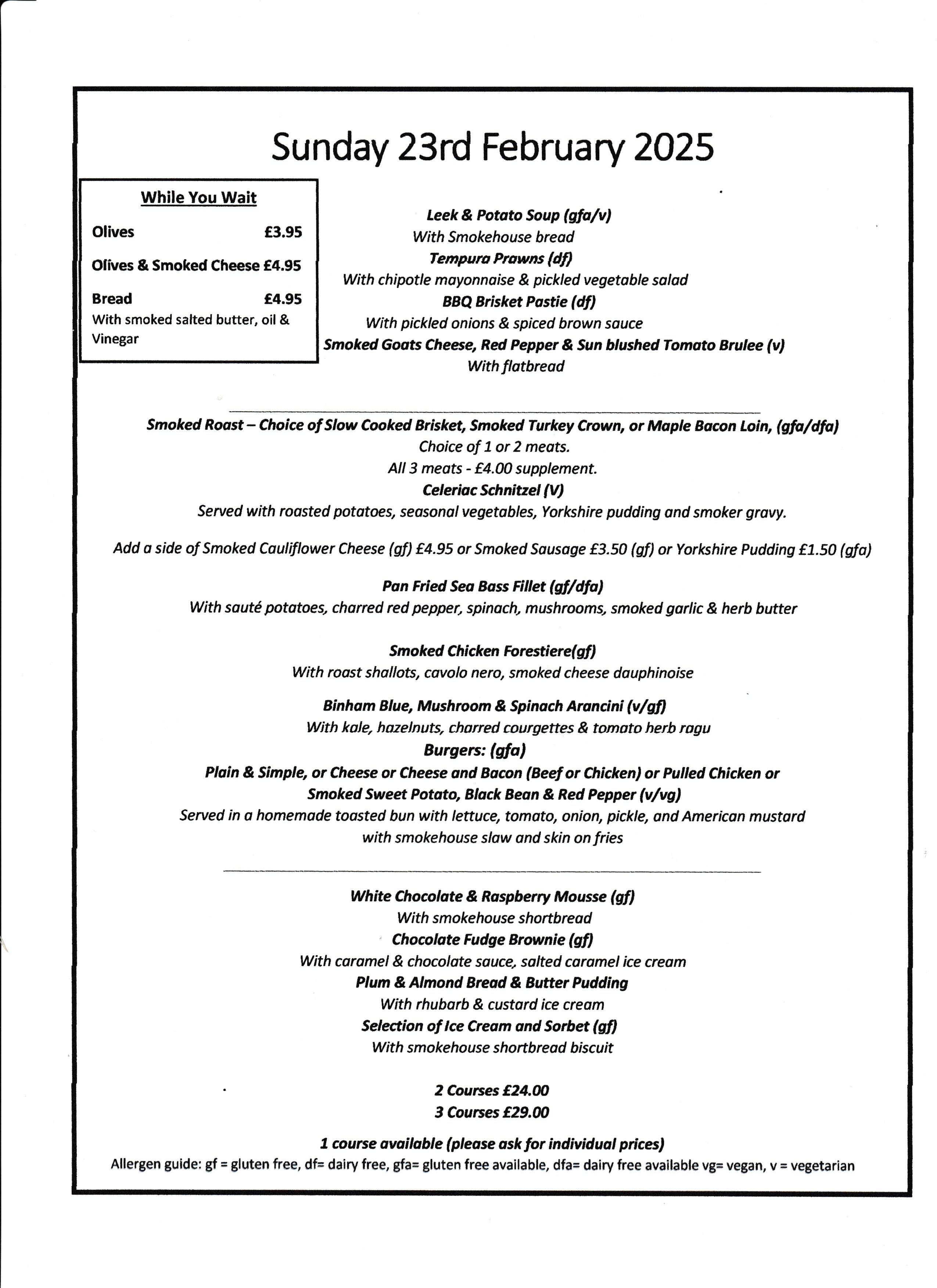 Our Menus – The Copper Smokehouse